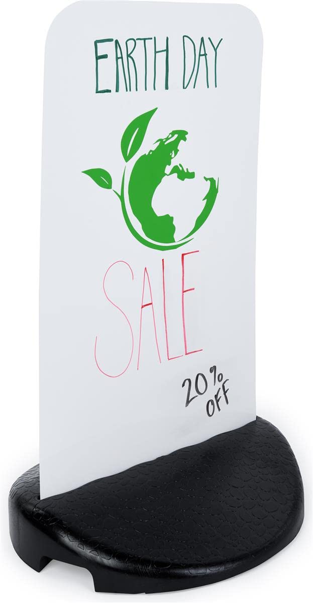 Displays2Go Sidewalk Sign with Weighted Base, Double Sided, Outdoor Rated - White Panel, Black Bottom (ECO1831WN)