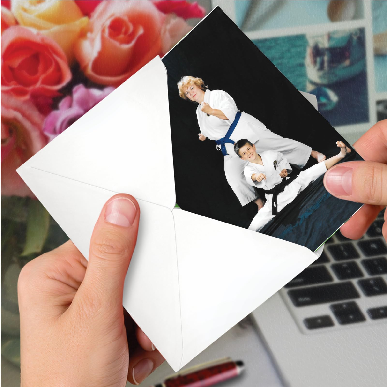 NobleWorks - 1 Happy Birthday Card with Envelope - Funny Photos, Birthday Humor Notecard - Karate Kid C7343BDG