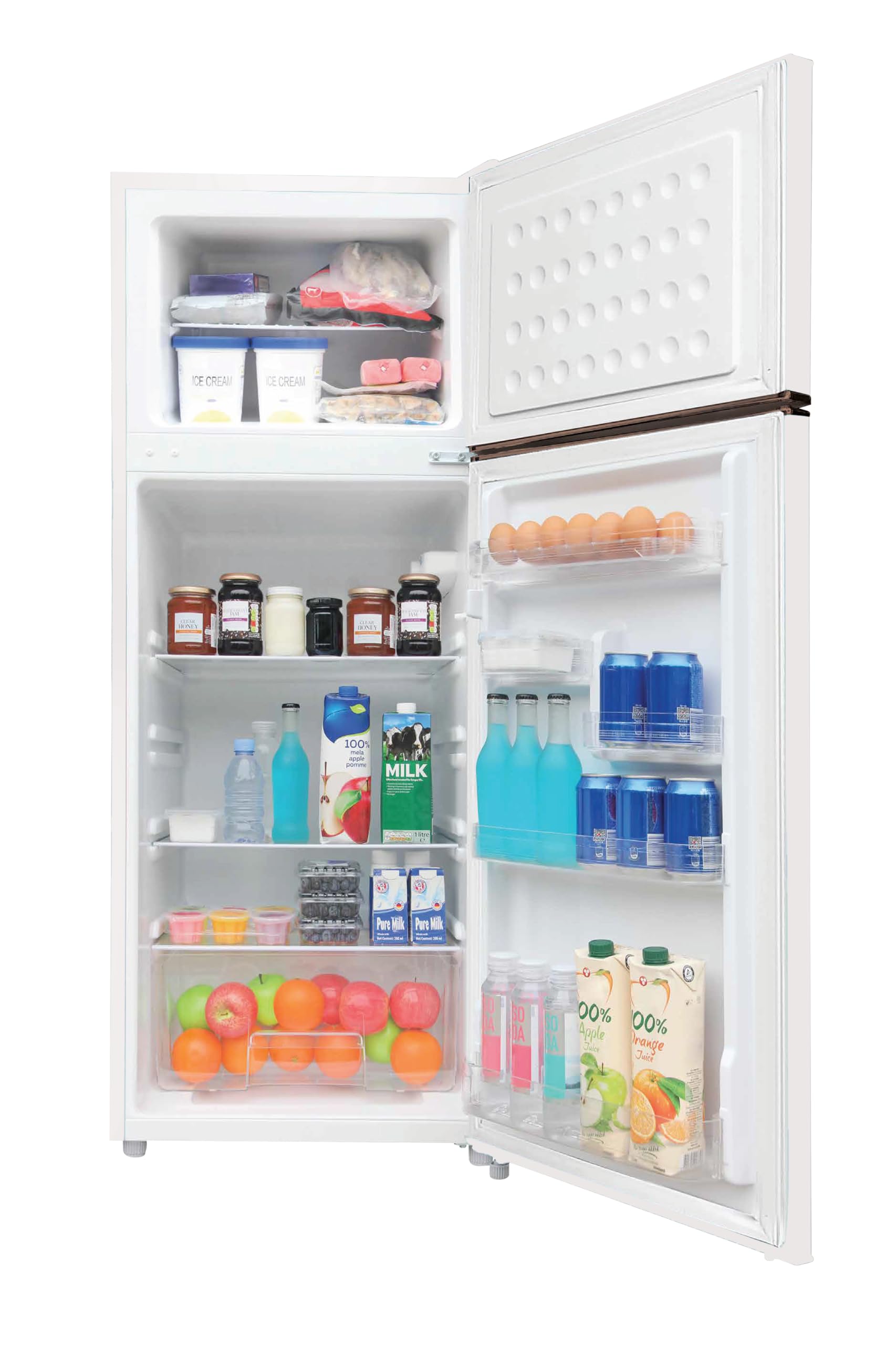 Frigidaire EFR753-RGWHITE Retro Apartment Size Refrigerator with Top Freezer-2 Fridge with 7.5 Cu Ft of Storage Capacity, Adjustable Spill-Proof Shelves, Door & Crisper Bins, White, Rose Gold Accents