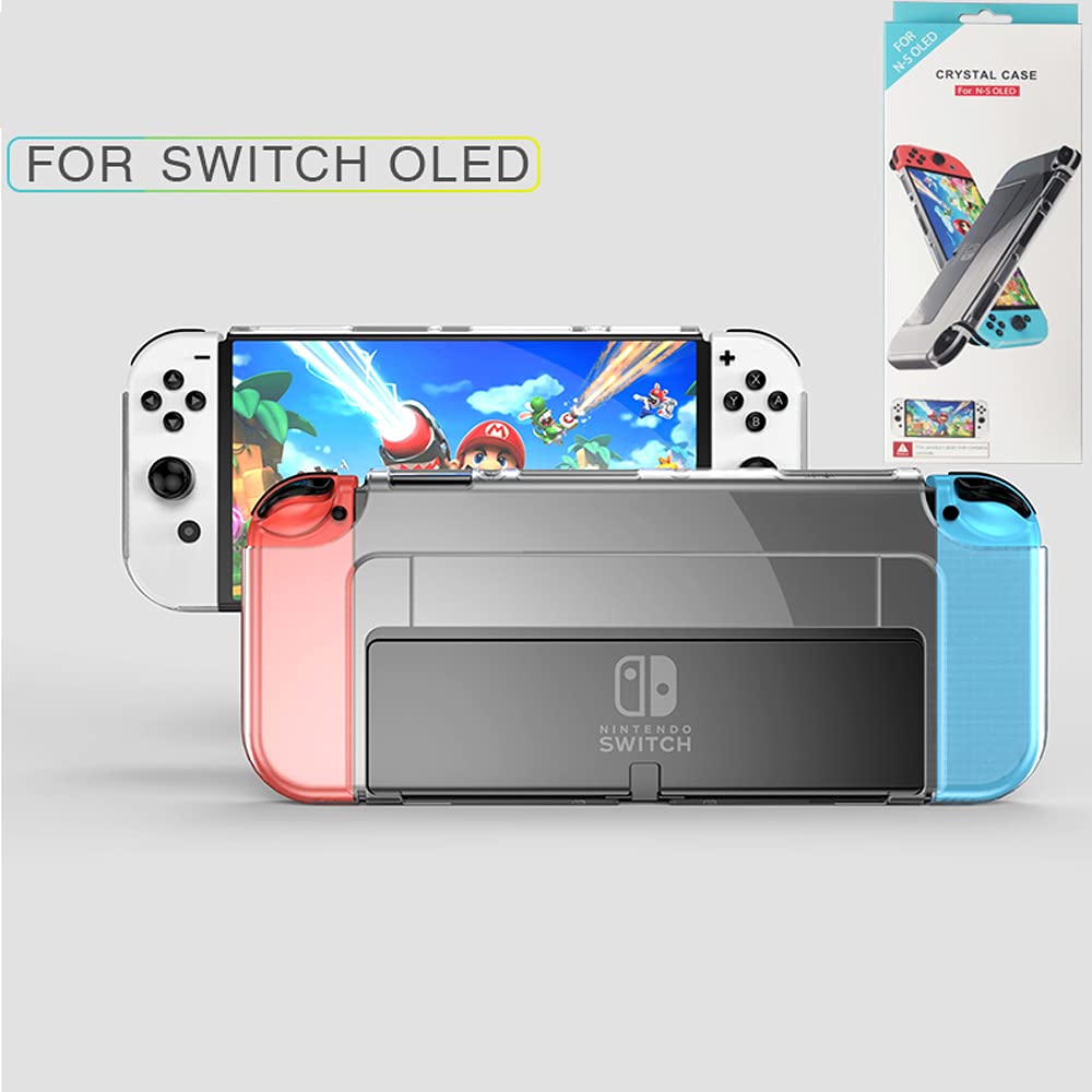 Clear Case Compatible with Nintendo Switch OLED Model, hard pc Case Compatible with Joy con OLED and Hard PC Cover for OLED Console,Protective Shell Accessories Protector Anti-Shock &Anti-Fall (clear)