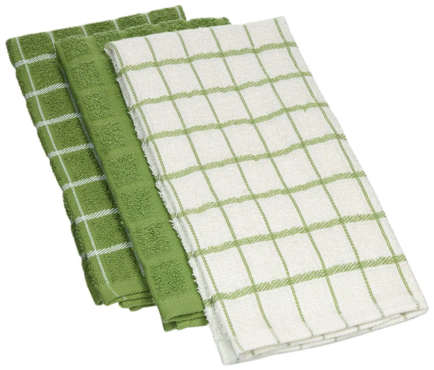 Ritz 100% Cotton Terry Kitchen Dish Towels, Highly Absorbent, 25” x 15”, 3-Pack, Cactus Green