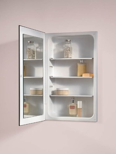 Jensen 1035P24WH Cove Frameless Medicine Cabinet with Polished Mirror, 16-Inch by 26-Inch, White