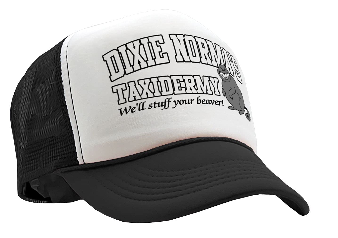 Dixie NORMAS Taxidermy - Funny Joke - Vintage Retro Style Trucker Cap Hat (Black)