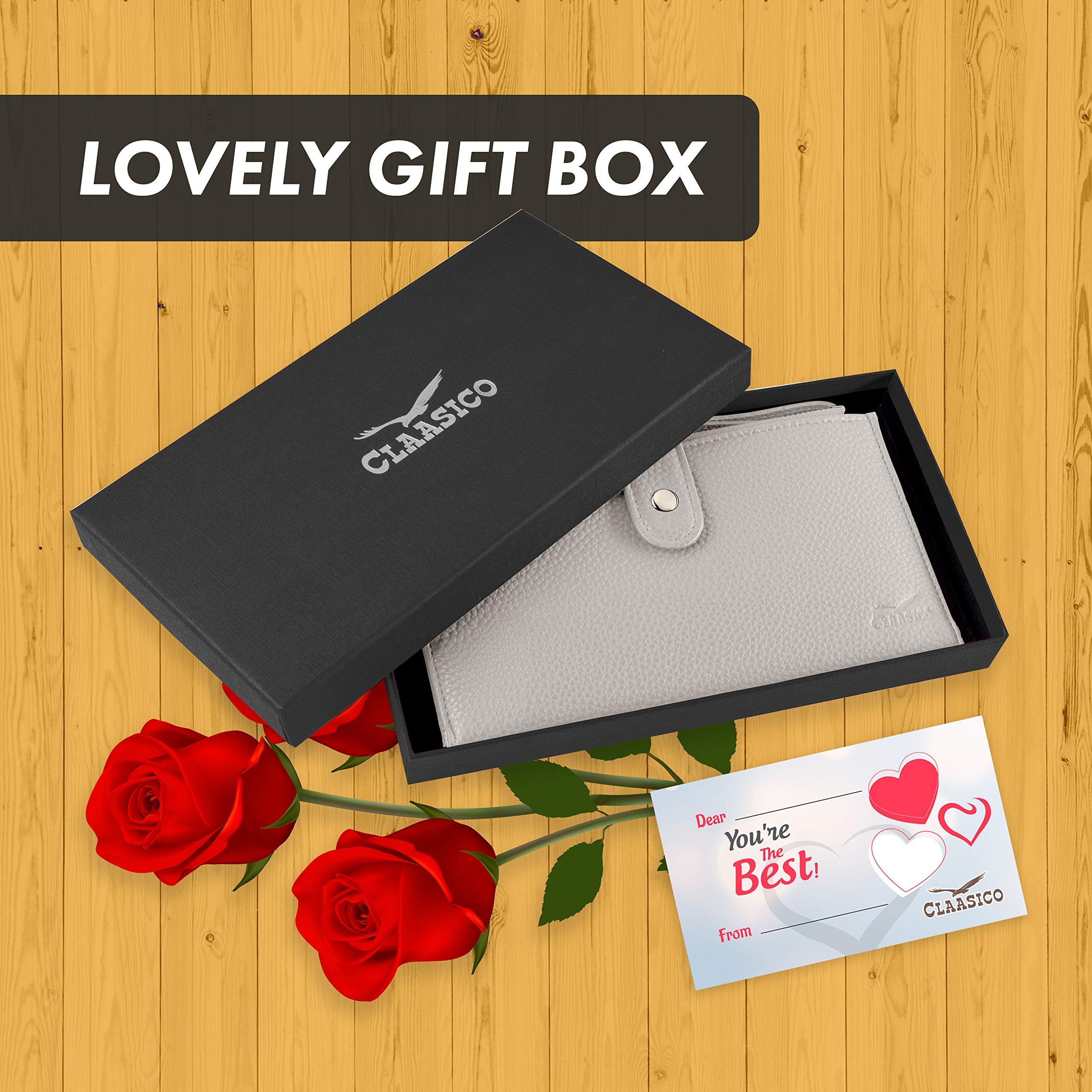 Women’s RFID Wristlet Wallet & Phone Holder | Multi Credit Card Bifold Organizer w/Zipper Pockets & Sweetly Packed in Gift Box