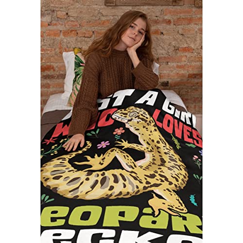Leopard Gecko Blanket,Funny Gecko Gifts,Just A Girl Who Loves Leopard Gecko Flannel Throw Blanket,Super Soft Cozy Blanket,Fuzzy Warm Cozy Bedding Blankets for Couch Bed,40"x50"-Throw Size for Kids