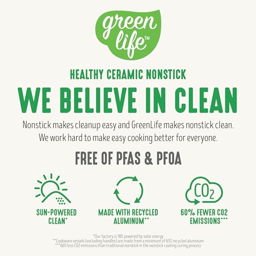 GreenLife Dream 2-Quart Ceramic Nonstick Saucepan with Lid, PFAS-Free & PFOA-Free, Dishwasher & Oven Safe, Stay-Cool Handle, Durable Aluminum Body, Easy Clean, Versatile Cooking, Sage Green