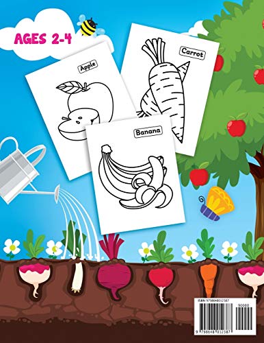 Toddler Coloring Book Fruits and Vegetables: 50 Big & Simple Images For Beginners Learning How To Color, Ages 2-4, 8.5 x 11 Inches (21.59 x 27.94 cm)