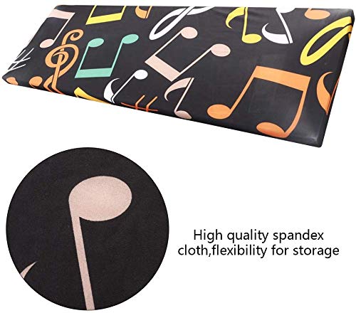Piano Keyboard Cover,Stretchable Dust-proof Piano Cover with Adjustable Elastic Band for Electronic Keyboard,Digital Piano Keyboard Bags Cases Covers with Music Symbol Print, Suit for 61/88 Keys.