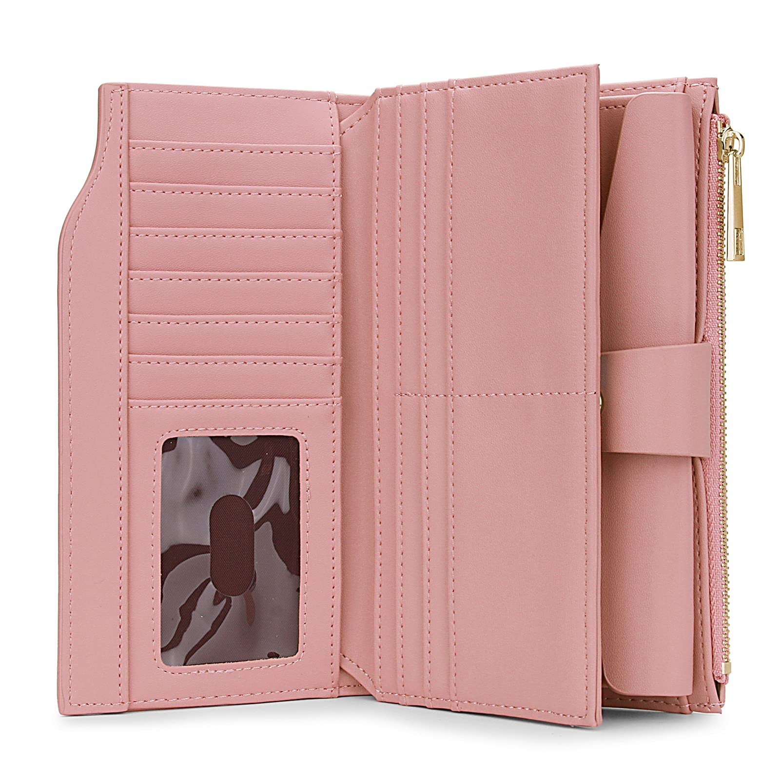 YALUXE Women's Leather Zipper Wallet RFID Blocking Multi Card Holder with Cellphone Pocket Large Capacity