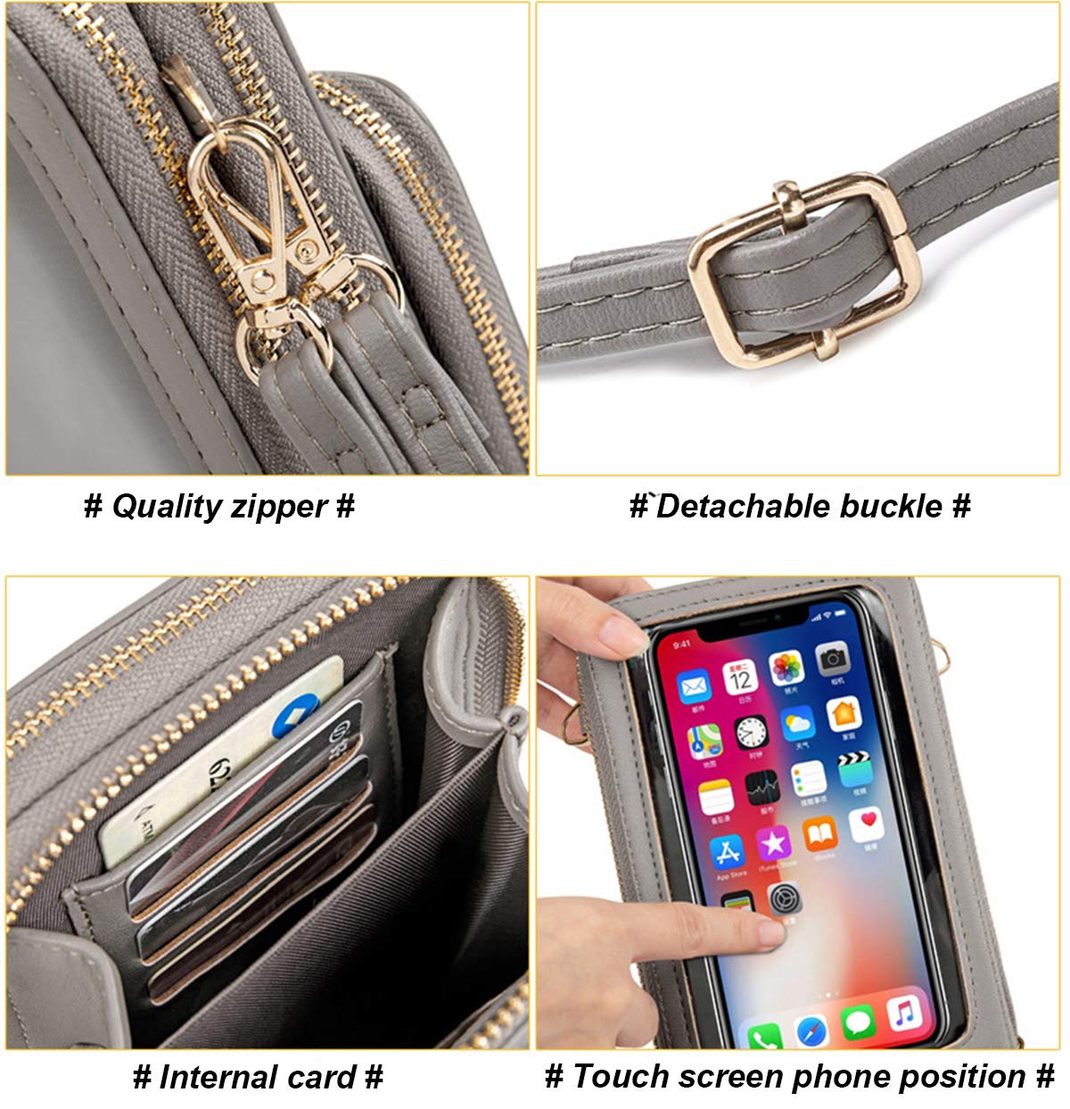 Womens Touch Screen Crossbody Phone Bag, Small Shoulder Bag Cell Phone Wallet Purses and Handbags with Credit Card Slots