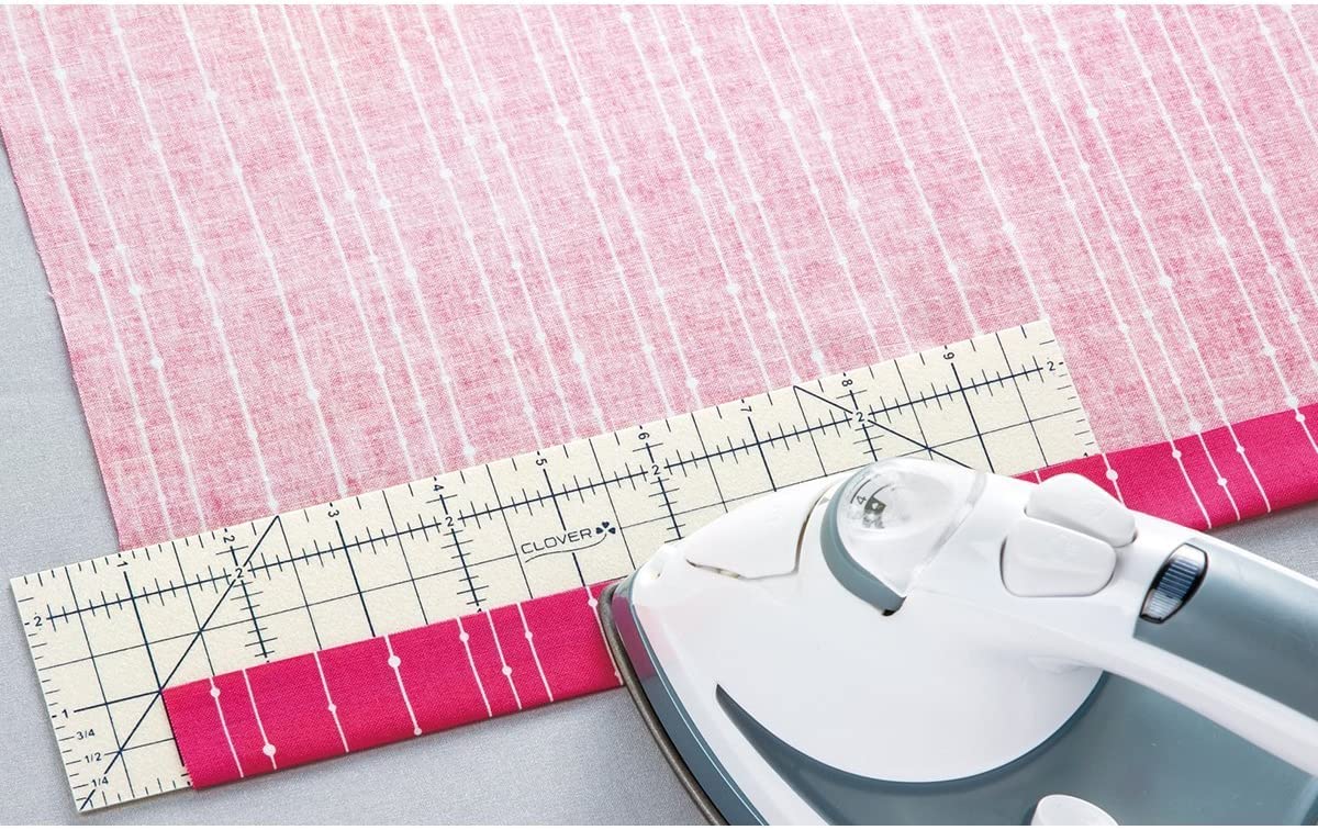 Clover Mini Iron II "The Adapter Set" with 5 Interchangeable Tips and Hot Hem Ruler Bundle for Sewing, Press Ironing, Quilting & Floral & Paper Crafting