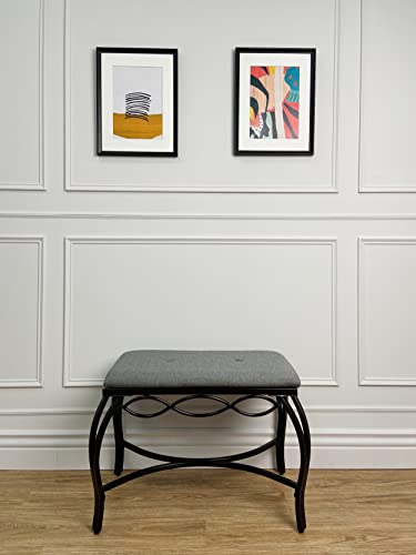 Mango Steam Heather Gray Shoe Bench - Vanity Seat for Makeup Room, Dressing Stool, Entryway Bench - Powder Coated, Upholstered, Space Saving
