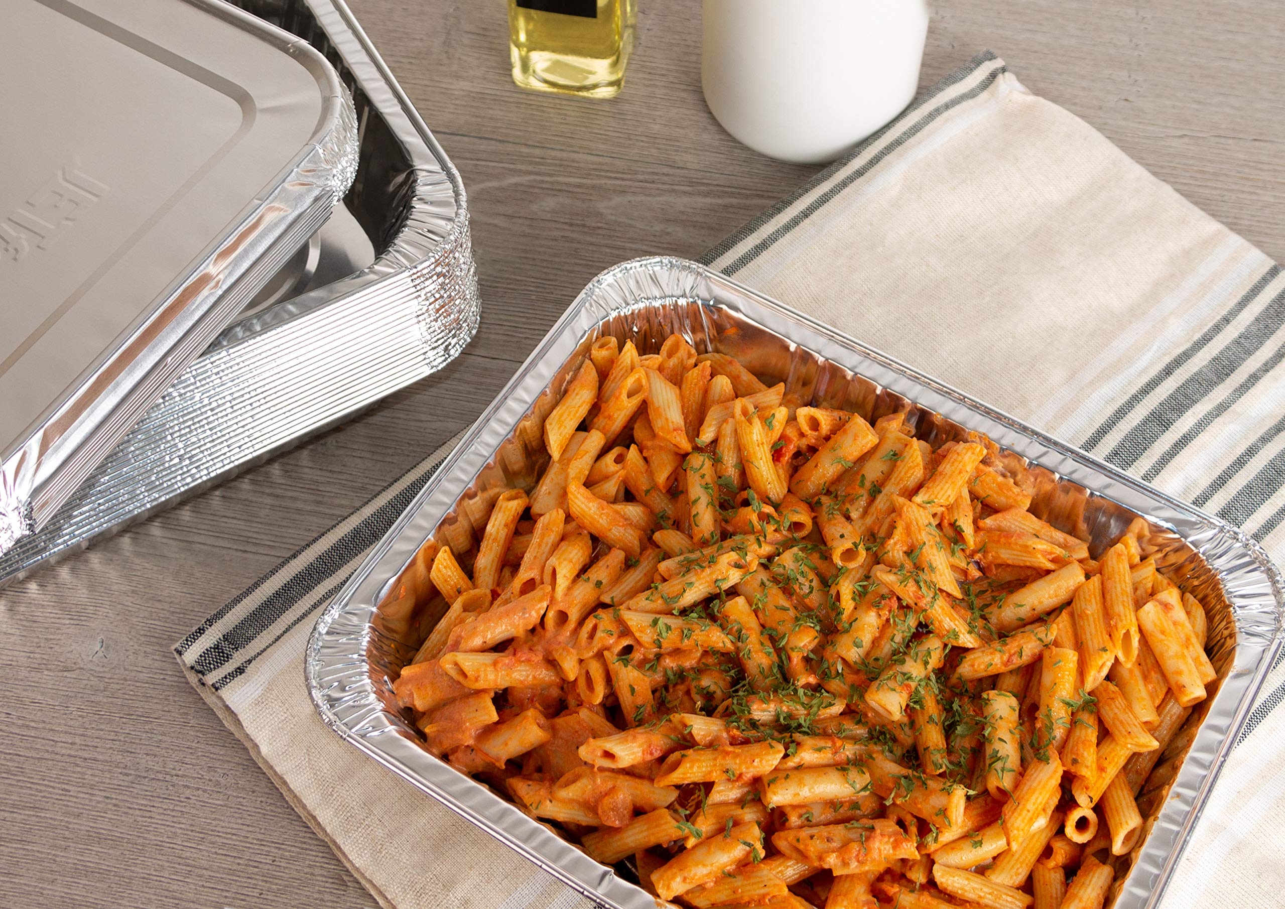 Jetfoil Aluminum Foil Steam Table Pans With Lids | Perfect for Catering, Party Supplies & Suitable for Broiling, Baking, Cakes and Pies - 9 x 13 Half size Deep | Pack of 30