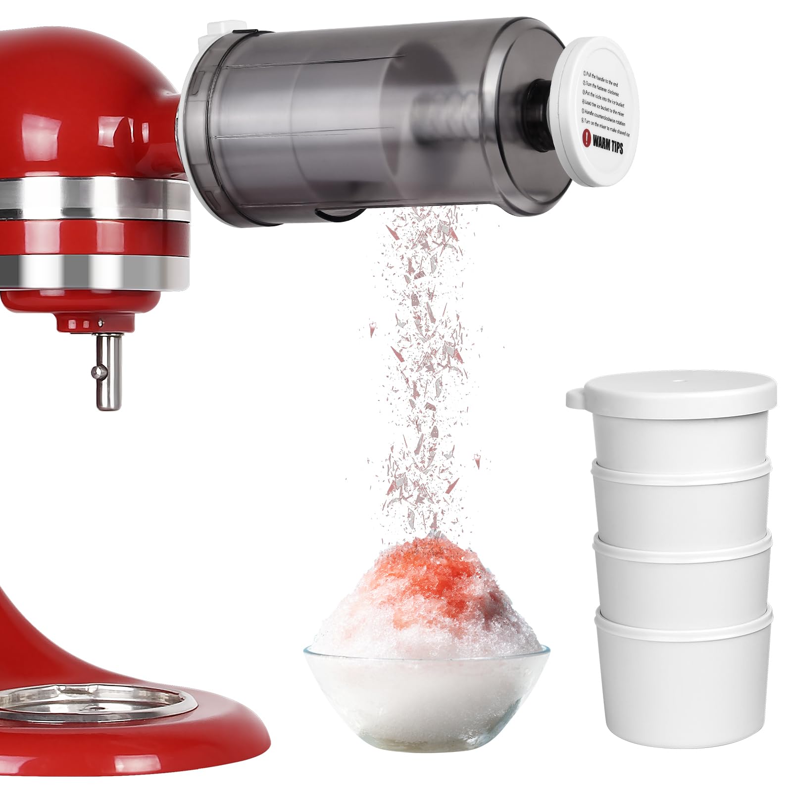 LETOMS Ice Shaver Attachment for KitchenAid Stand Mixer, Ice Crusher Machine for Milk, Fruit Juice, Shaved Ice Maker with 8 Ice Molds