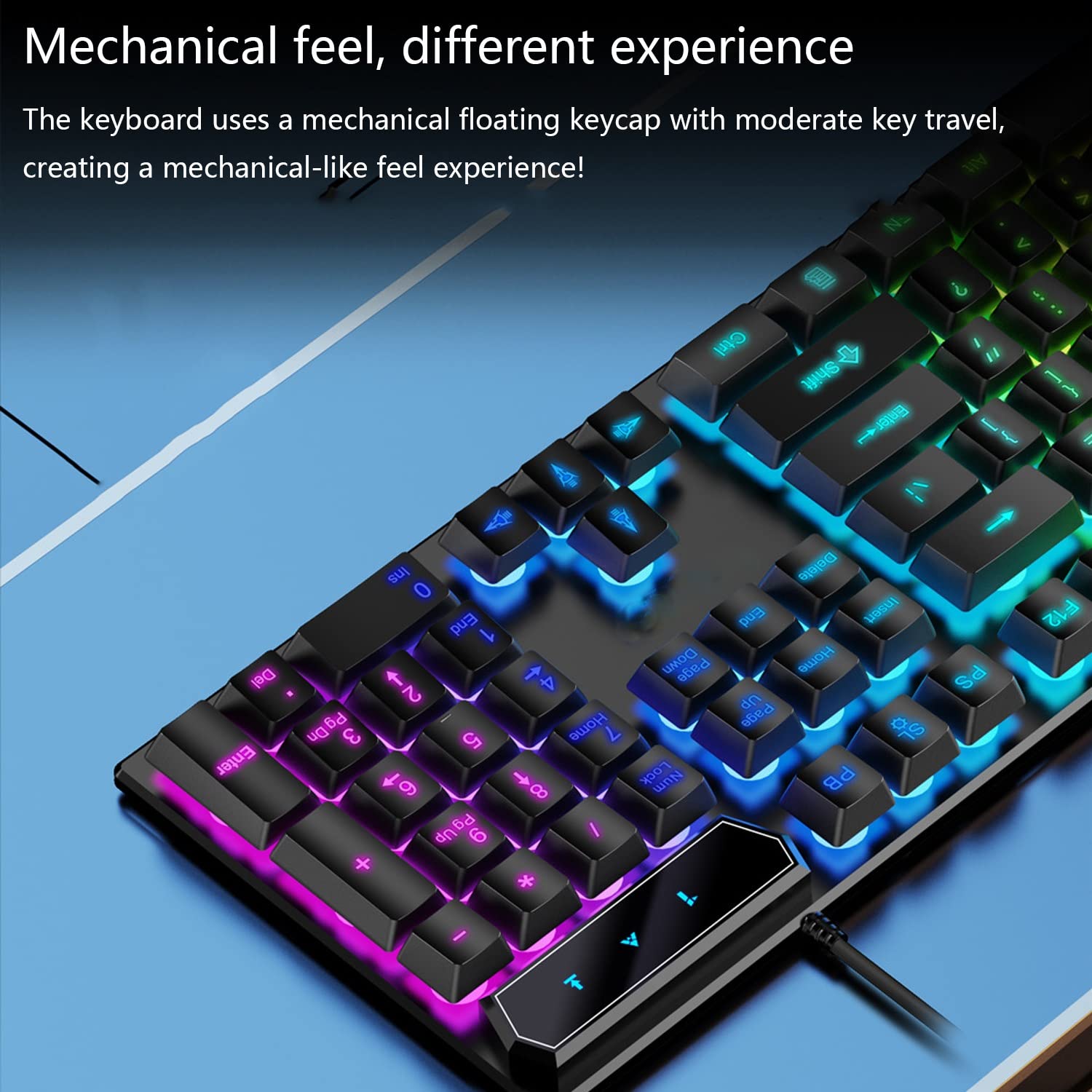 EXHNLE Wired Gaming Keyboard and Mouse Combo, RGB Backlit Keyboard with 104 Key, USB Wired Backlit Keyboard, for Laptop PC Computer Game and Work