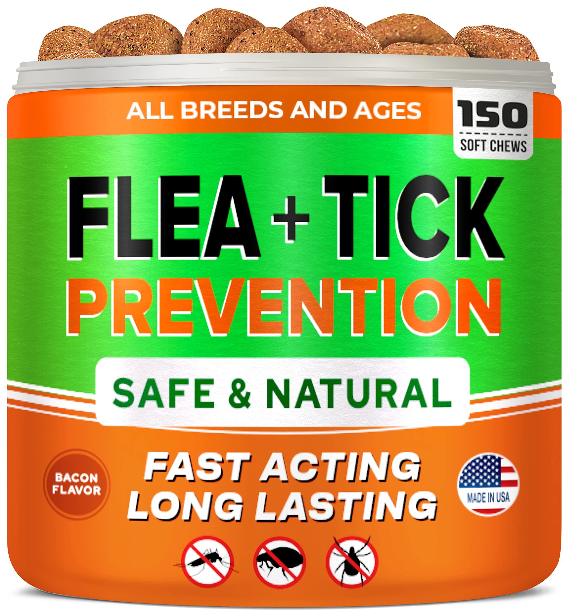 Chewable Flea and Tick Treats for Dogs - Made in USA - Flea and Tick Solution - Duck Flavor