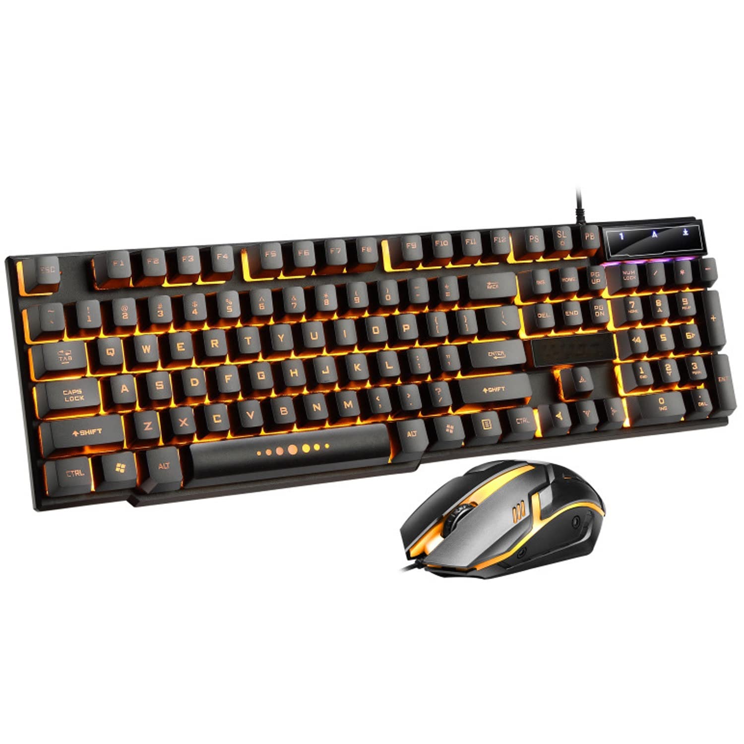 EXHNLE Wired RGB Backlit Gaming Keyboard and Mouse, USB Wired Gaming Keyboard and Mouse Combo, with 104 Key Computer PC Gaming Keyboard for PC/Laptop (Color : Orange)