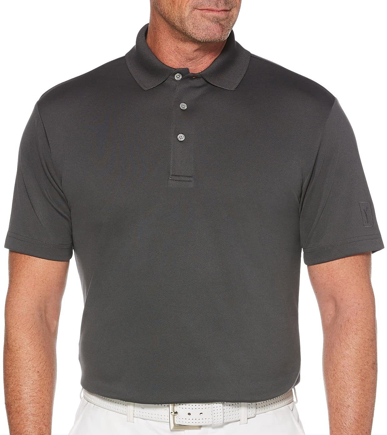 PGA TOUR mens Airflux Solid Mesh Short Sleeve Polo (Sizes - 4x) Golf Shirt, Asphalt, X-Large US
