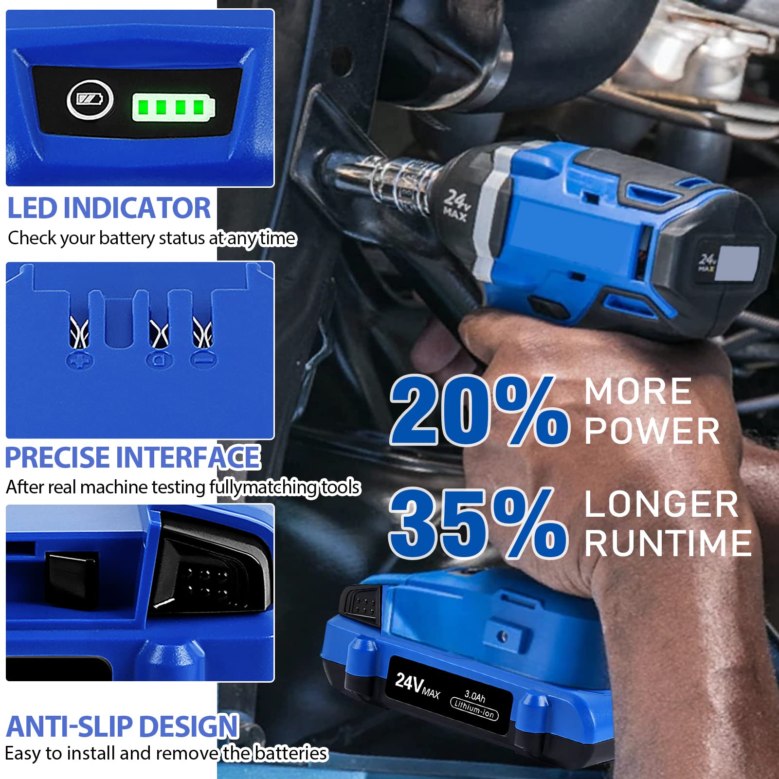 Jialitt 24V 3000mAh Replacement for Kobalt 24V Battery KB624-03 KB524-03 KB424-03 KB224-03 KB124-03 0673802 1051230 Li-ion Cordless Tools Battery NOT for Snow Joe