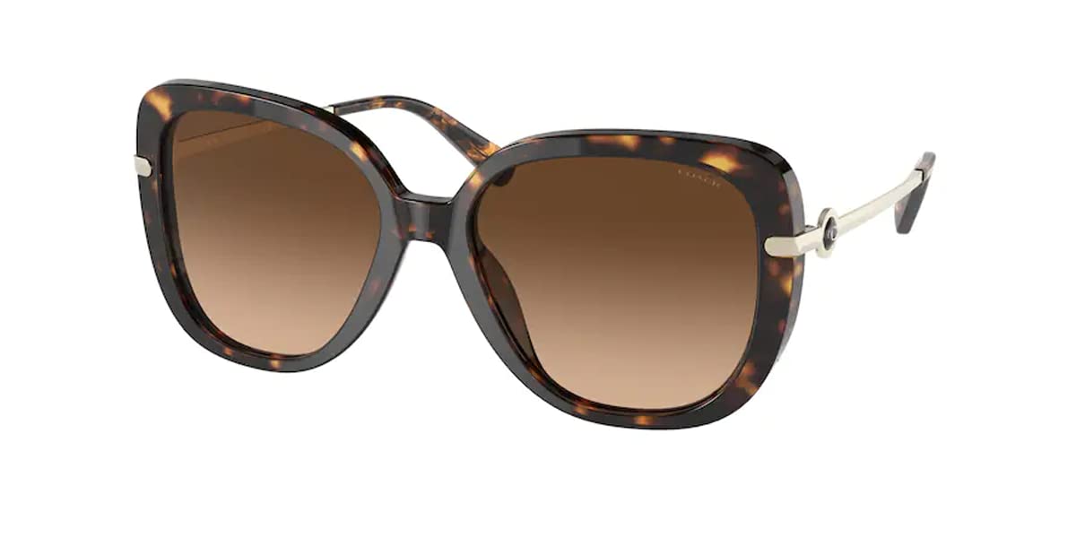Coach HC8320 512074 55MM Dark Tortoise/Dark Brown Gradient Square Sunglasses for Women + BUNDLE With Designer iWear Eyewear Kit