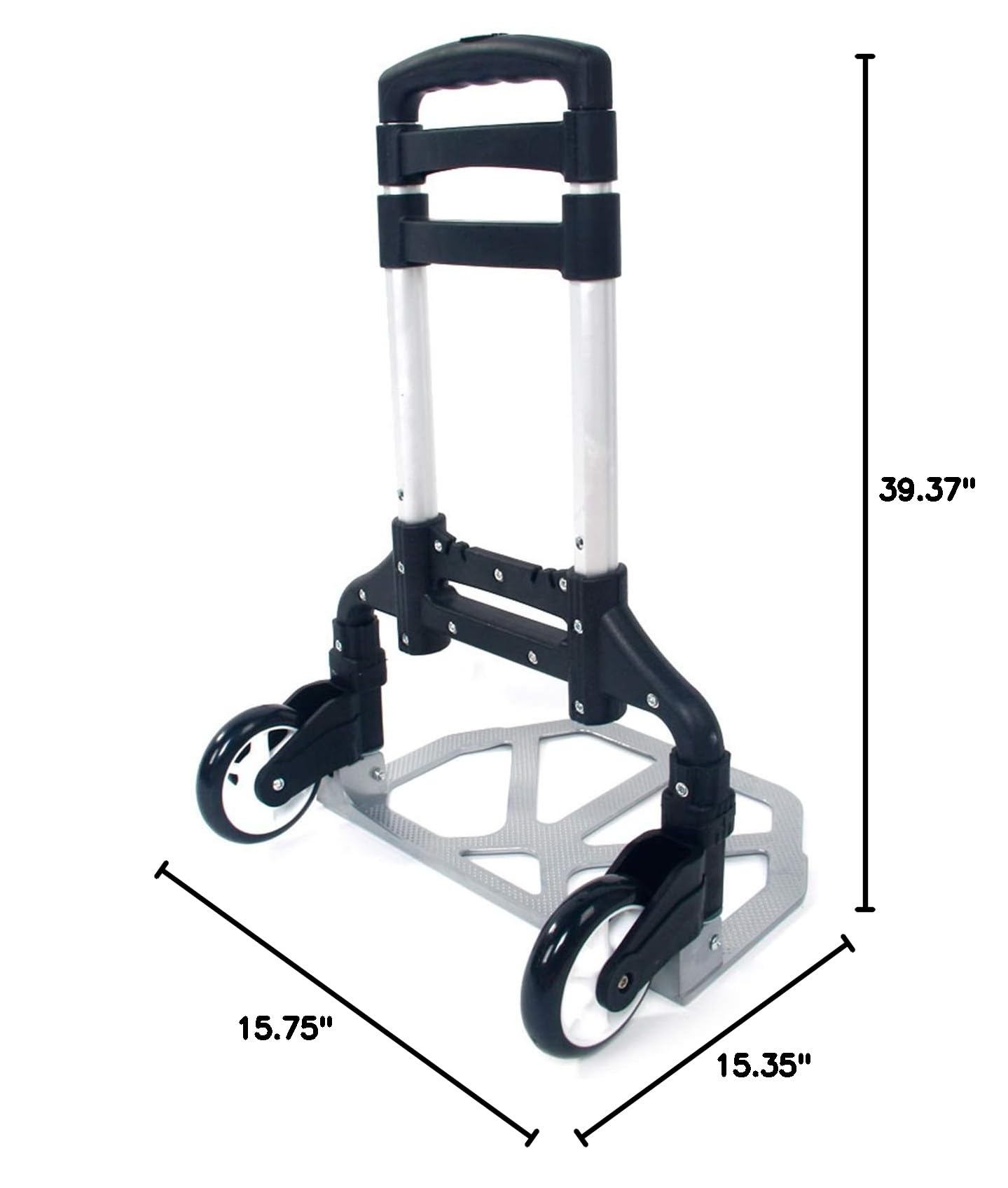 gt6-ZJ Portable Folding Collapsible Aluminum Cart Dolly Push Truck Trolley Black
