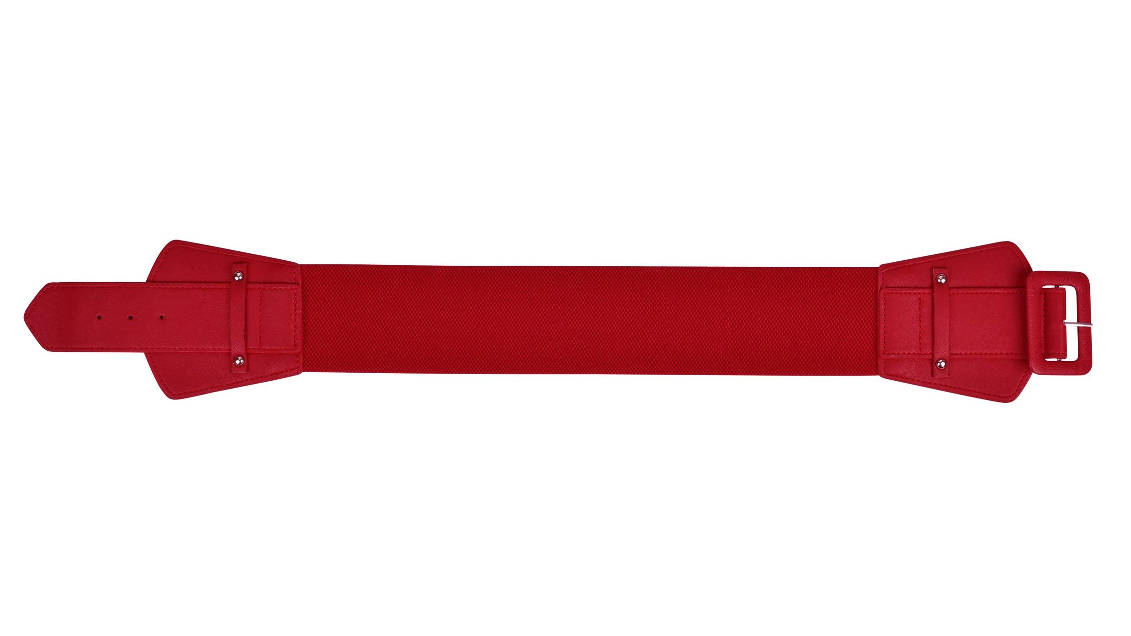 CHIC DIARY Waist Belt Women's Thick Stretchy Retro Chunky Buckle Belts Wide Leather Cinch Belts For Jeans Dresses Pants (Red, One Size)