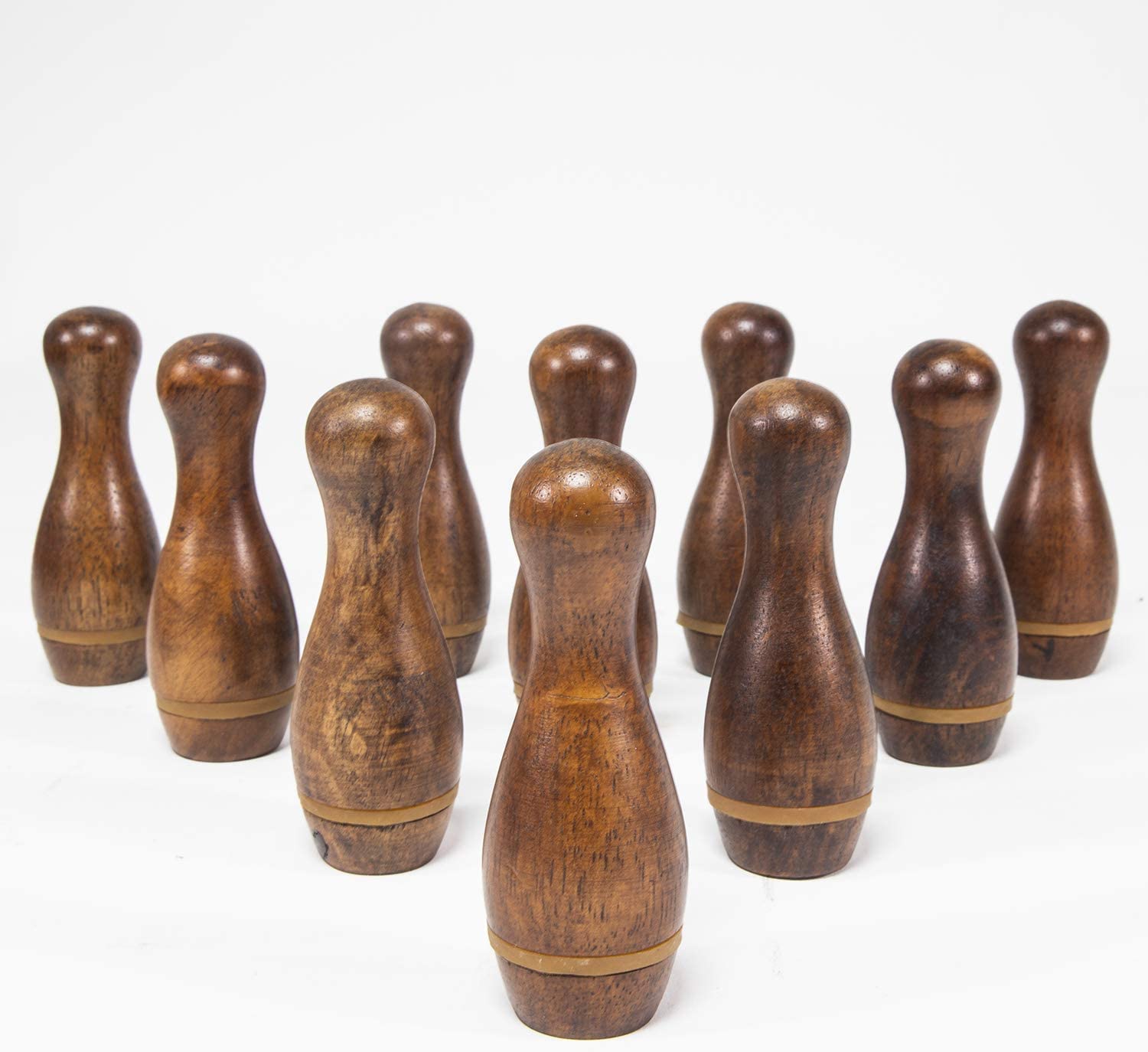 YDDS Shuffleboard Bowling Pin Set with 10 Pcs Premium Hardwood Bowling Pins Durabel Triangular Pinsetter Resin Bowling Ball and Carrying Bag, Fun for Shuffleboard Games
