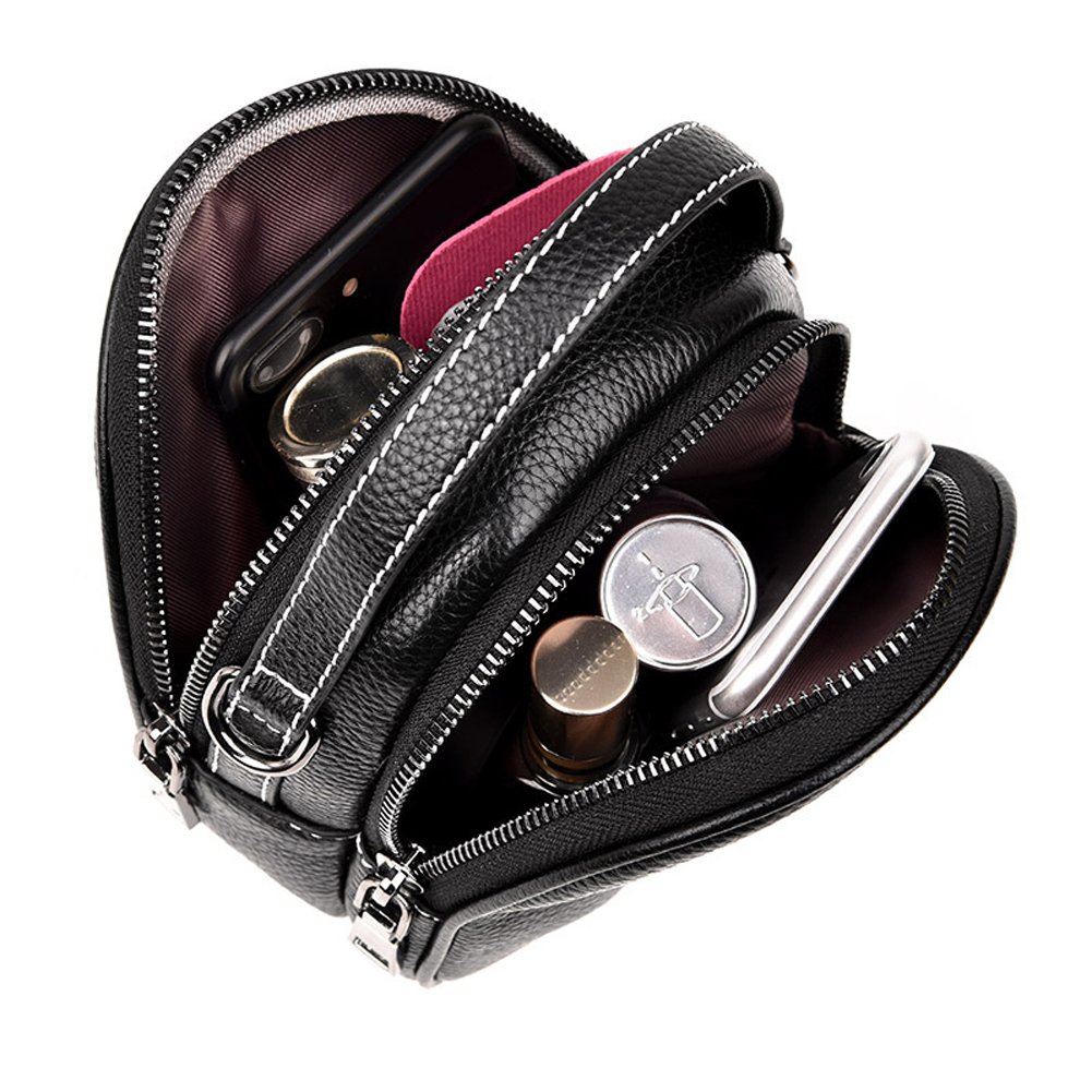Toniker Genuine Leather Small Crossbody Bag Multi-Pockets Bee Series Cell Phone Purse Wallet for Women