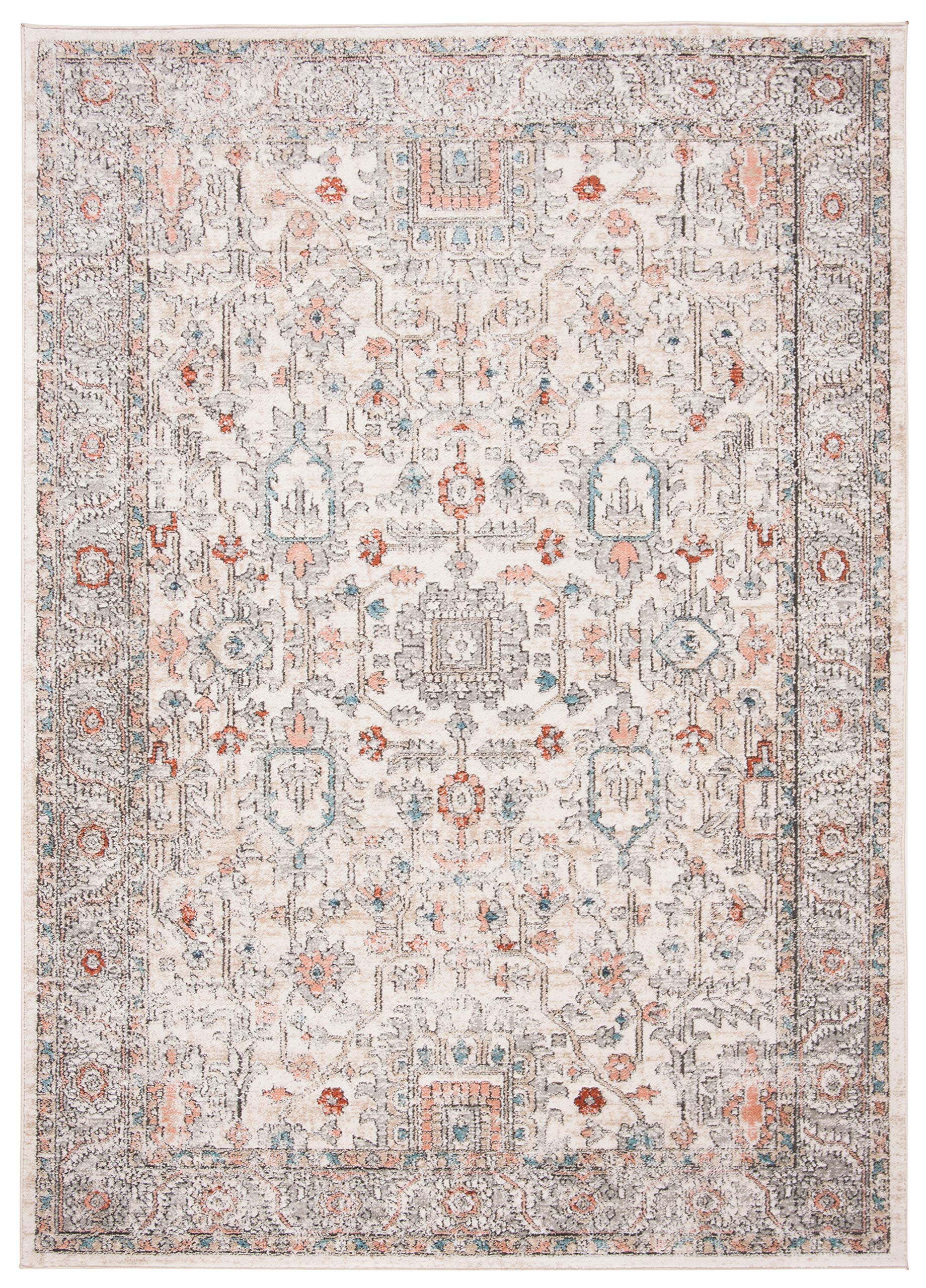 MARTHA STEWART x SAFAVIEH 9' x 12' Grey/Ivory MSR877F Dakota Oriental Non-Shedding Area Rug