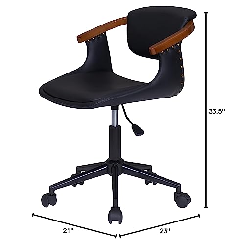 npd furniture and more Darwin PU Bamboo Office Chair, Black/Walnut