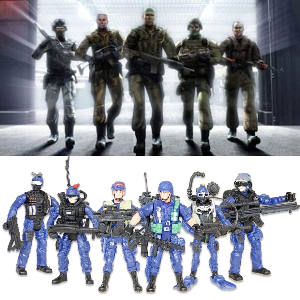 YEIBOBO ! 6 Pack Soldiers Action Figure Set - Army Men SWAT Team Toy (Future X-Cops)