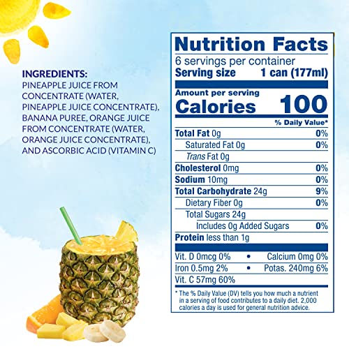 Dole, 100% Pineapple Orange Banana Juice, 6 Oz, 6 Ct