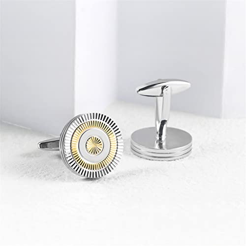 Double Layer Two Tone Plated French Metal Cufflinks Men's French Shirt Cufflinks (Color : A, Size : One Size) (A One Size)