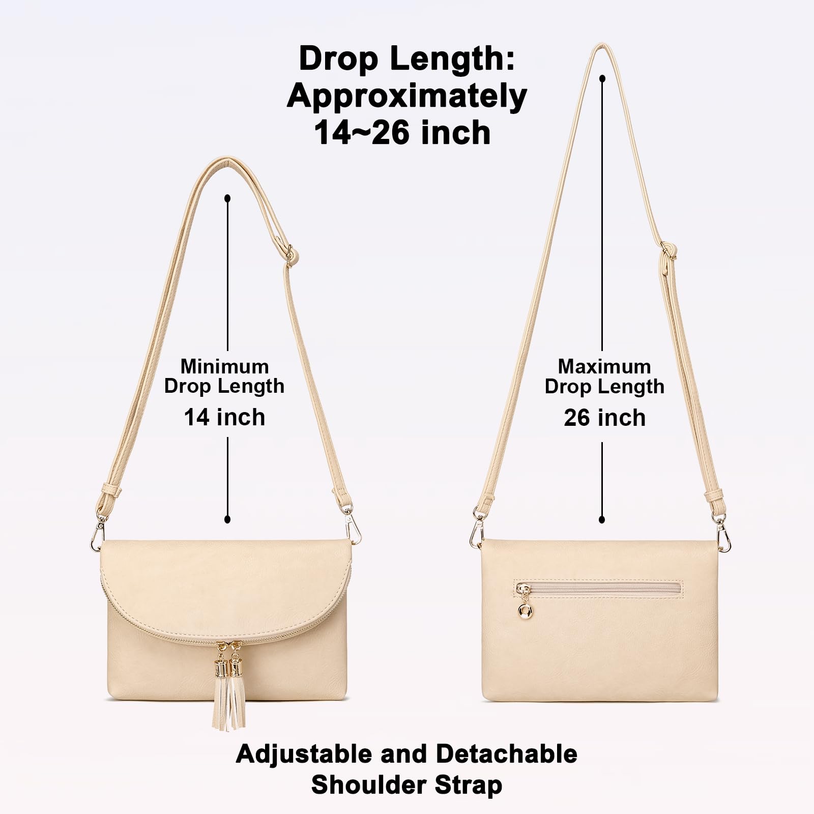 Solene Women's Envelop Clutch Crossbody Bag With Tassels Accent (WU075-Nude)