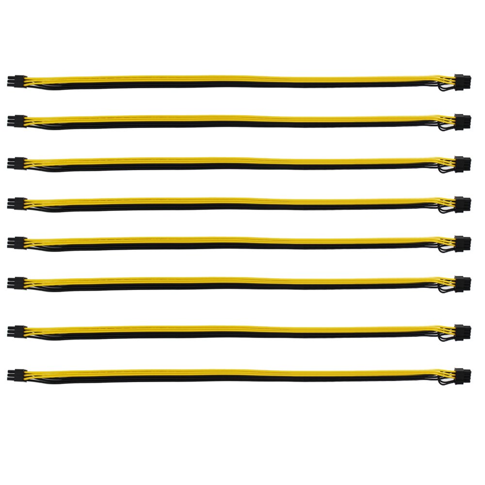 S-Union [8PCS] New 16AWG 6Pin PCI-E to 8 (6+2) pin Cable 27.5 Inch(70CM) Length PCI 6Pin Male to Male Cable for GPU/PSU Breakout Board, GPU Ethereum ETH Mining Power Supply (with 5 Nylon Cable Ties)