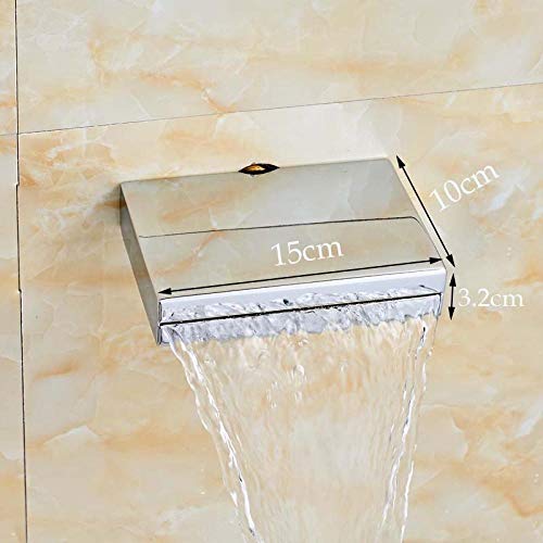 GTFDXJ Brass Tap Basin Sink Chrome Finished Bathroom Wall Mout Basin Widespread Dual Handle Waterfall Bath Spout Mixer Taps-B