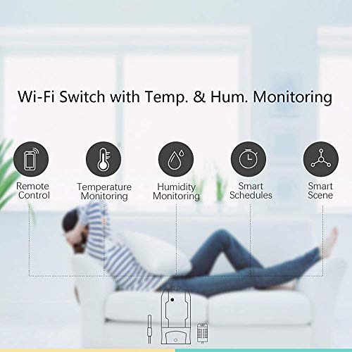 Sonoff TH16 Temperature and Humidity Monitoring WiFi Smart Switch for DIY Smart Home,Compatible with Alexa(16A)