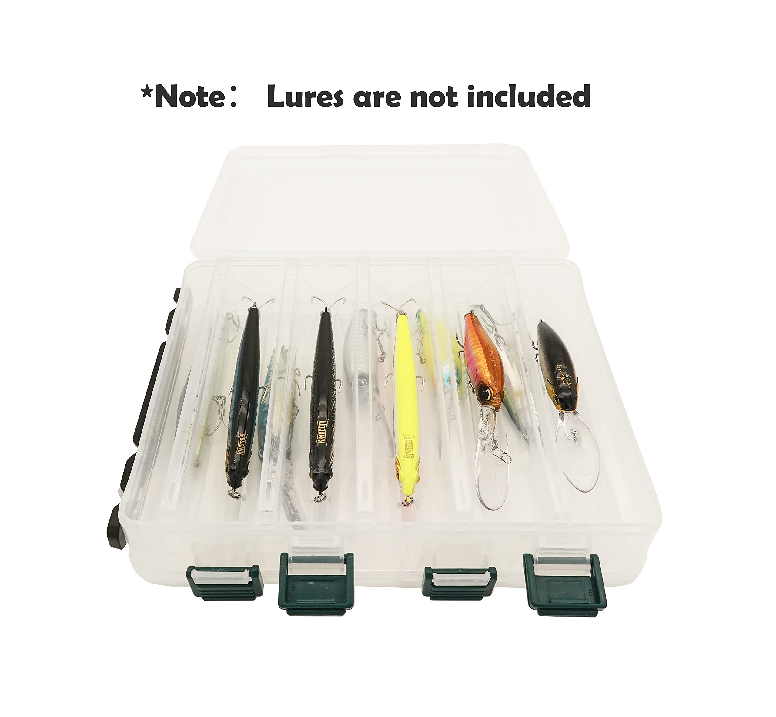 Double-Sided Fishing Tackle Box, Clear Visible Lure Box Organizer, 10/14 Compartments, Hard Lures, Jerk Bait Storage Case, Kayak Fishing Storage Boxes, Fishing Accessories Storage Container (Small)