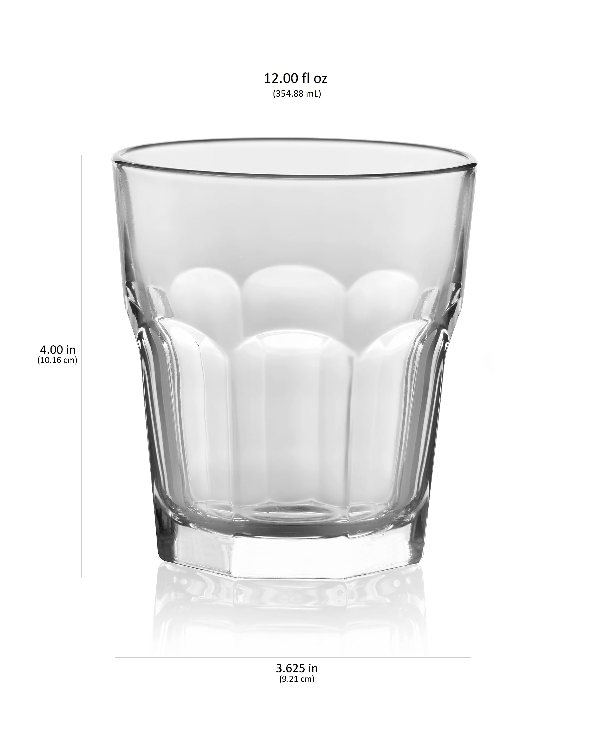 Libbey Gibraltar Rocks Glasses Set, Iconic Glassware Drinking Glasses Set of 12, Stunning, Heavy Duty, Dishwasher Safe Glasses for Everyday Use