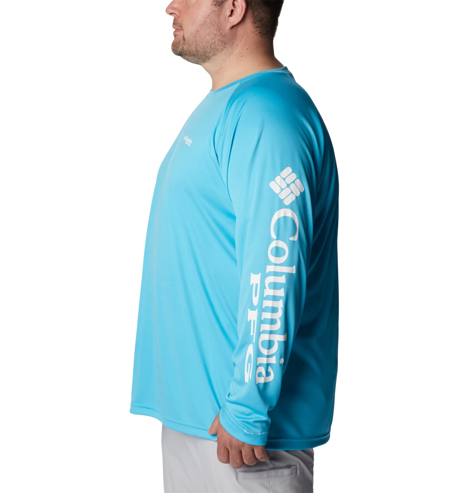Columbia Men's Terminal Tackle Long Sleeve Fishing Shirt, Compass Blue/Carbon Logo, Small