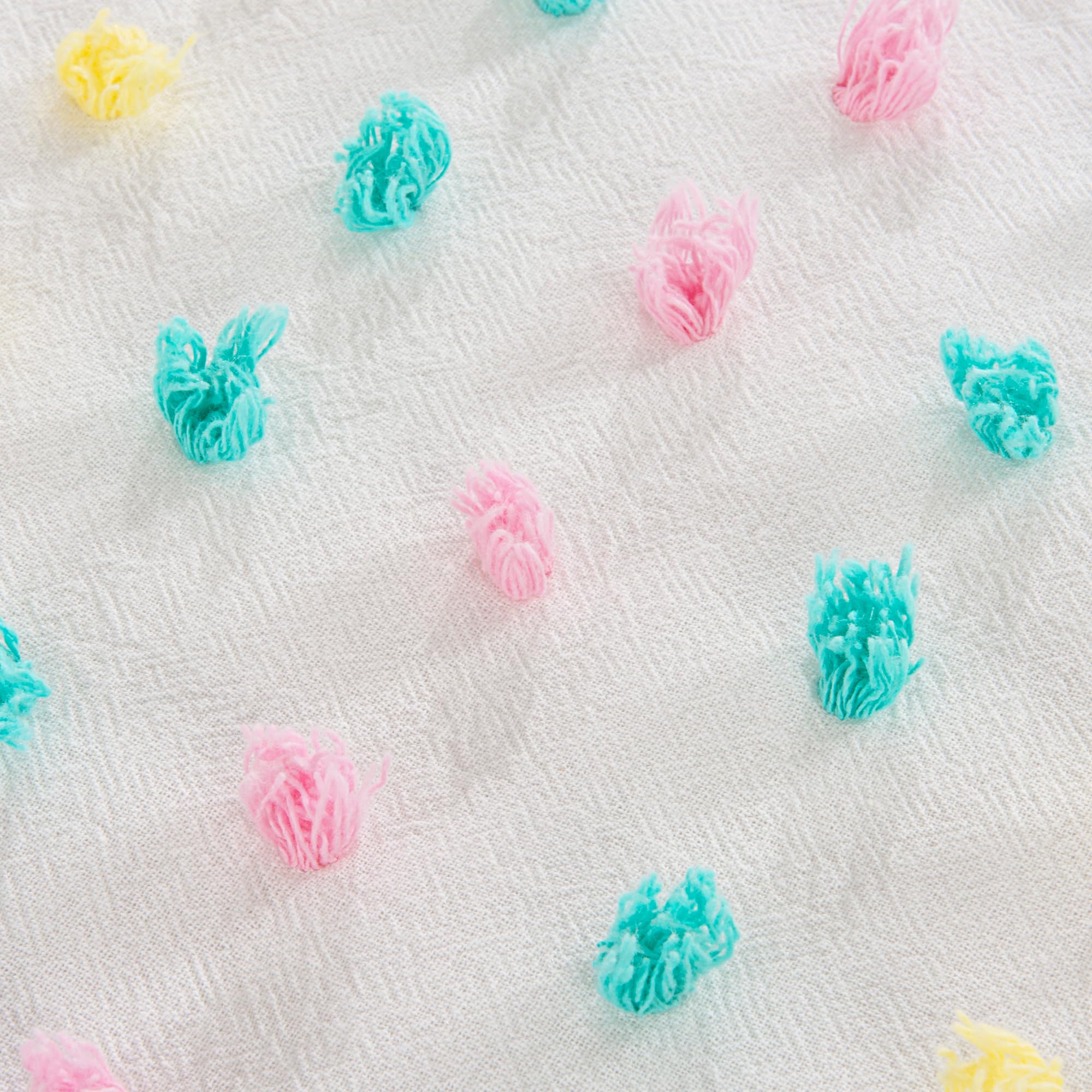 HOMBYS Tufted Pom Poms Bedding Comforter Set for Girls, 3 Piece White Boho Jacquard Kids Comforter Set for All Season,Twin/Twin XL Size