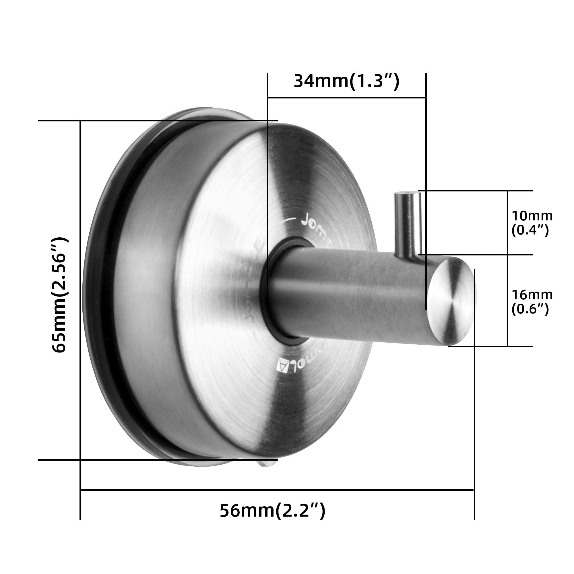 JOMOLA Suction Cup Shower Hooks for Hanging Towel Suction Hook for Inside Shower Stainless Steel Coat Hooks Wall Mounted Kitchen Utensil Stainless Steel, Brushed Finish, 2PCS