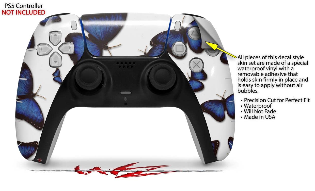 WraptorSkinz Skin Wrap compatible with Sony PS5 DualSense Controller Butterflies Blue (CONTROLLER NOT INCLUDED)