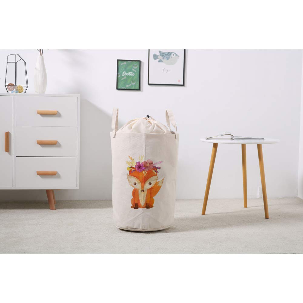LifeCustomize Large Laundry Hamper Basket Lovely Baby Fox Clothing Storage Bins Boxes Organizer Foldable Waterproof Nursery Hamper with Handles