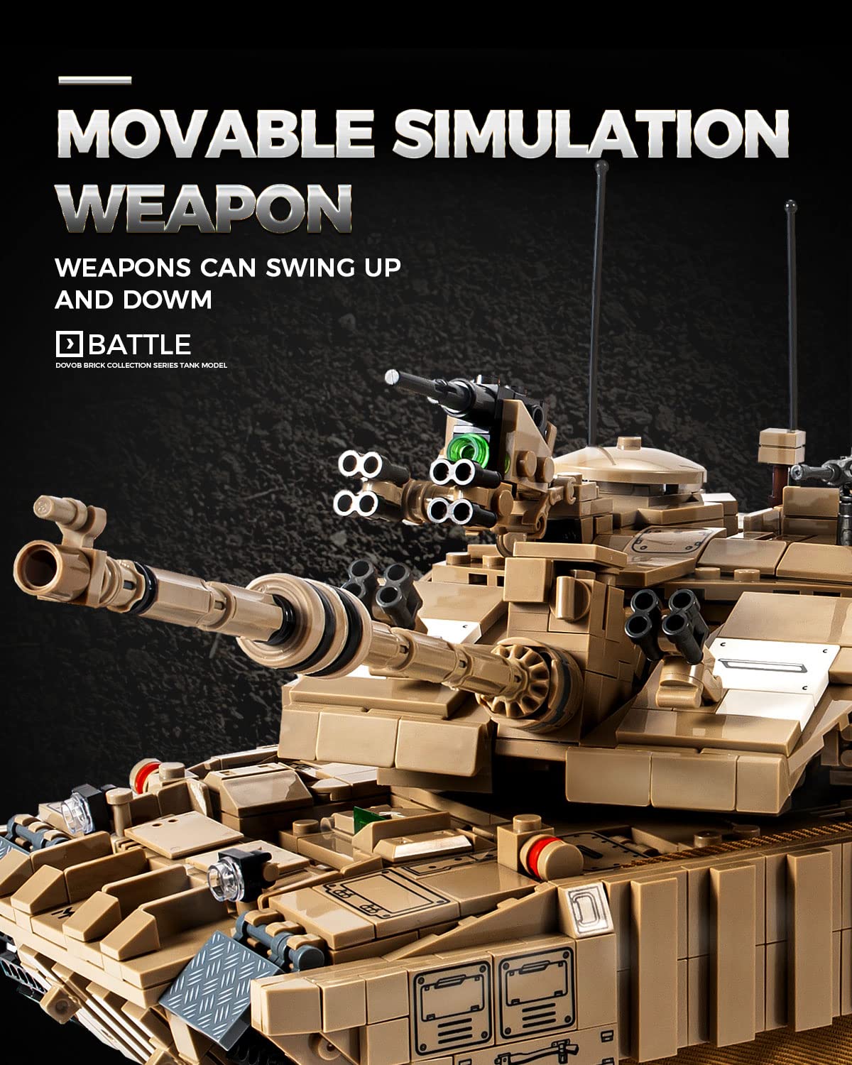 dOvOb Military Challenger Ⅱ Tank Building Blocks Set, 1687 Pieces Bricks, Army Toys as Gift for Kids or Adult