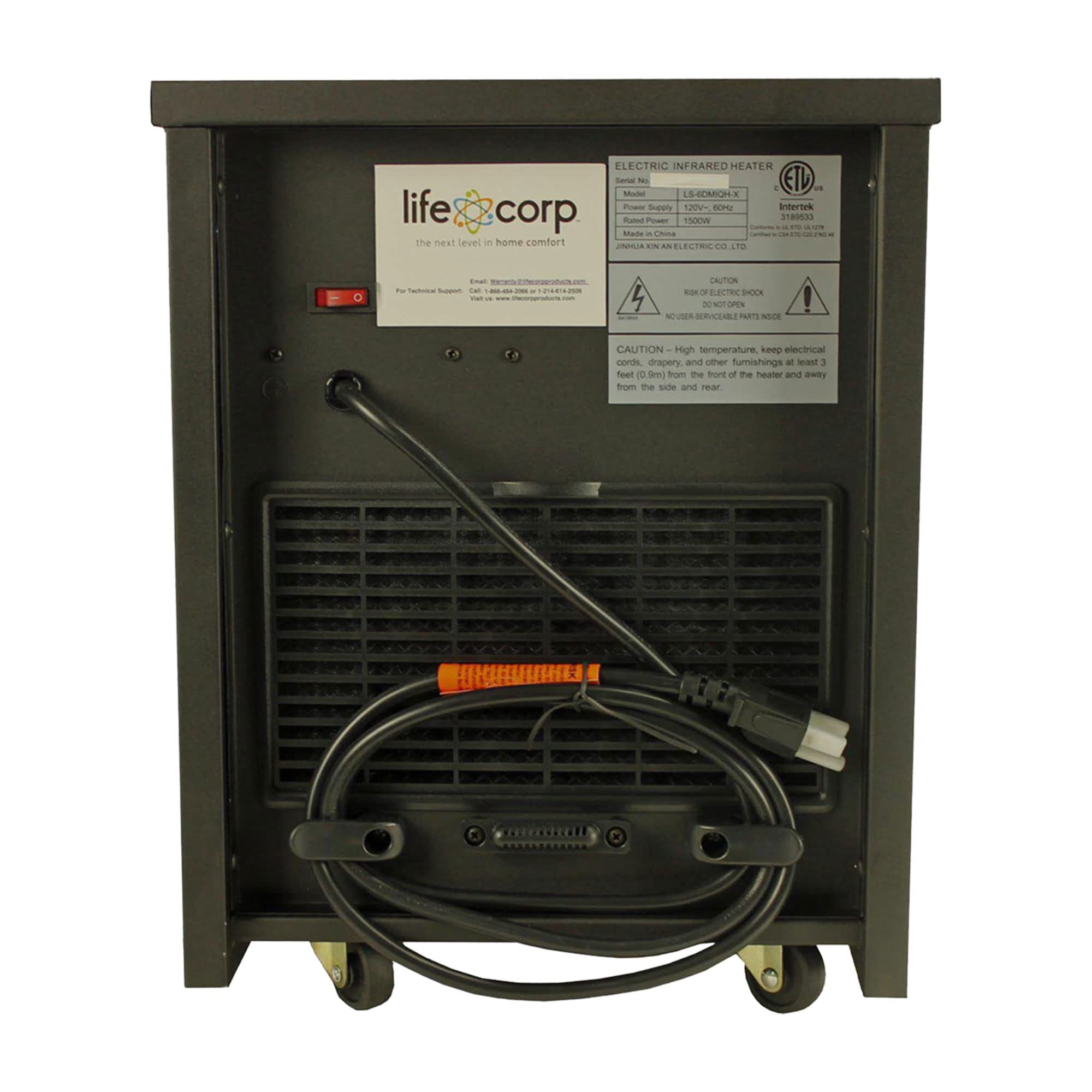 LifeSmart Infrared Quartz Space Heater, 1500W Portable Electric Heater with Remote, Black