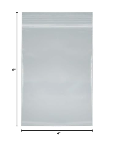 THECLIP.COM 100 Pack, 4x6, 2MIL, Transparent Reclosable Poly Bags