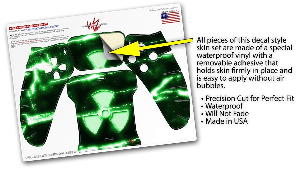 WraptorSkinz Skin Wrap compatible with Sony PS5 DualSense Controller Radioactive Green (CONTROLLER NOT INCLUDED)