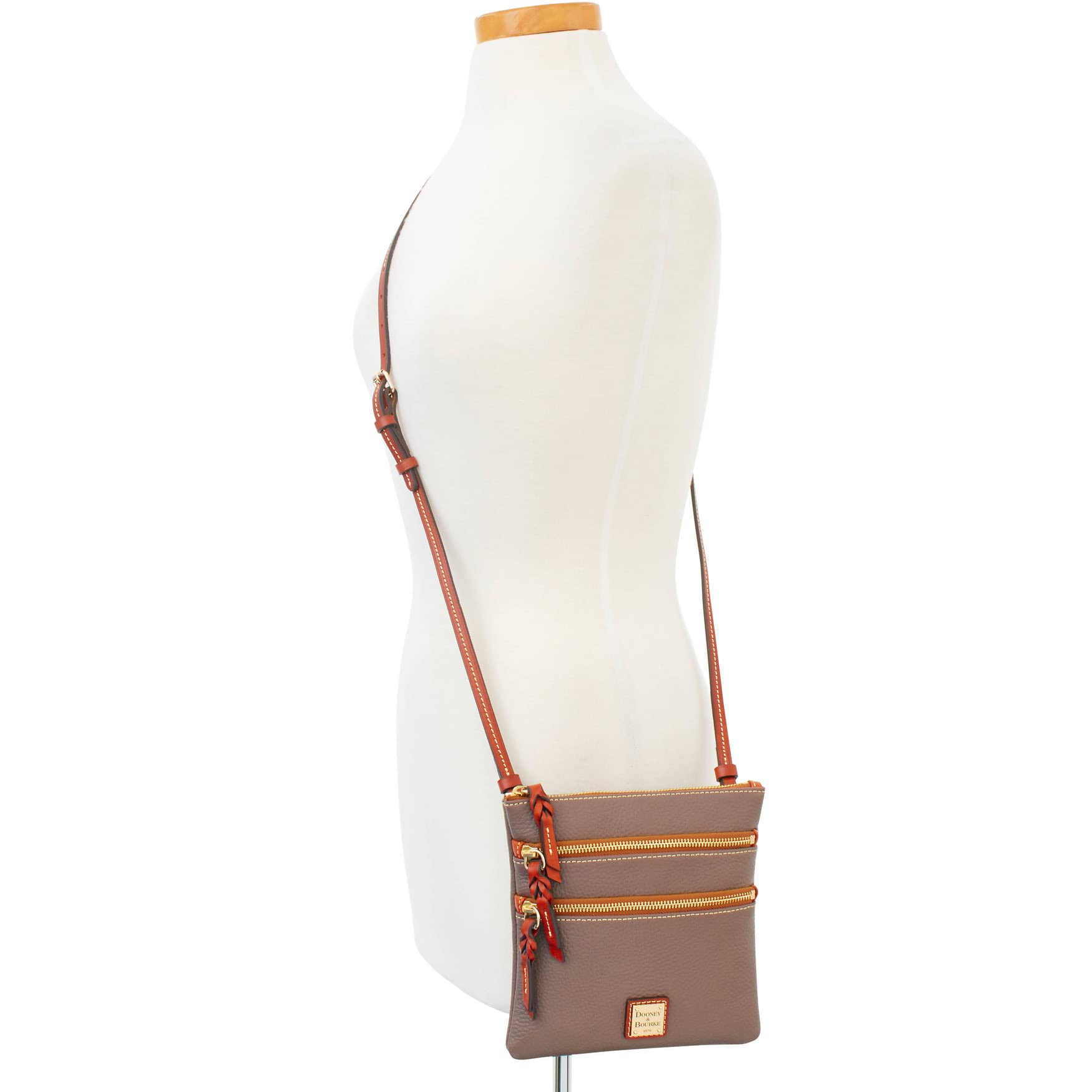 Dooney & Bourke Handbag, Pebble Grain North South Triple Zip Crossbody - Elephant