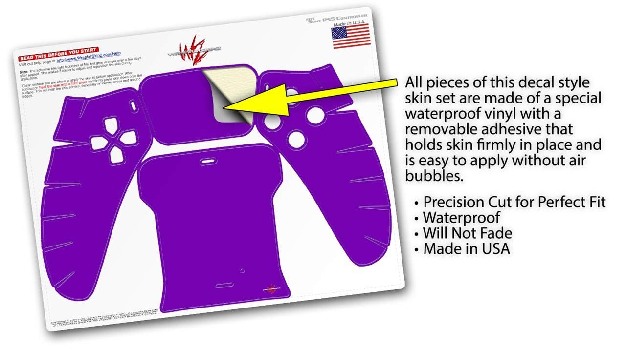 WraptorSkinz Skin Wrap compatible with Sony PS5 DualSense Controller Solids Collection Purple (CONTROLLER NOT INCLUDED)